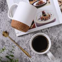 China Sublimation Wood Bottom Ceramic Coffee Mug 350ml Creative Bamboo Handle Custom Logo for sale