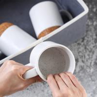 China Black Matte Color Glaze Ceramic Cork Bottom Coffee Mugs with Custom Logo for sale