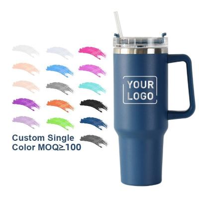 China Customizable 40oz Vacuum Insulated Stainless Steel Tumbler with Handle and Straw 1200ml for sale