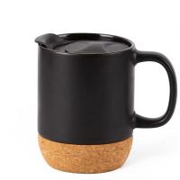 China 14 oz Ceramic Mug with Cork Base and PP Lid Custom Design for Mother Day Valentine Day Gifts for sale