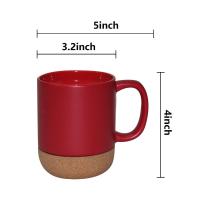 China 14 OZ Cork Base Stoneware Matte Custom Design Ceramic Coffee Mug With PP Lid and Durable for sale