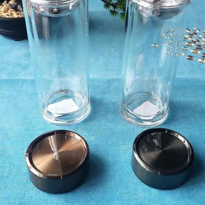 China 300ml Borosilicate Glass Water Bottle Custom Vacuum Insulated with Tea Infuser for Hot and Cold Drinks for sale