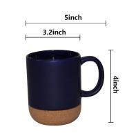 China Custom Logo 15oz Sublimation Porcelain Coffee Mug with Wooden Bottom Black Ceramic Cup for sale