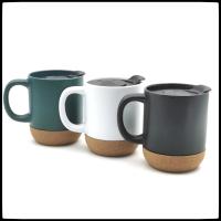 China Custom Logo 15oz Sublimation Porcelain Coffee Mug with Wooden Bottom Black Ceramic Cup for sale