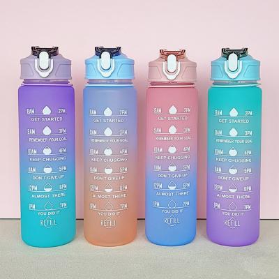 China PC Material 900ml Outdoor Sports Water Bottle with Straw and Time Stamp for sale