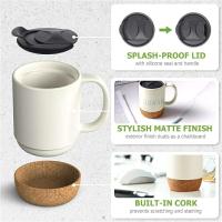 China Custom Logo 15oz Sublimation Porcelain Coffee Mug Ceramic Cup with Lid and Wooden Bottom for sale