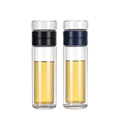 China Custom Logo Glass Water Bottle Portable Double Layer Design for Eco Friendly Drinking for sale