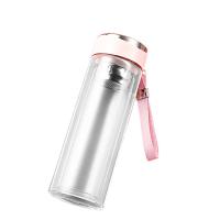 China Zhishang 320ml Double Wall Glass Water Bottle with Tea Infuser High Borosilicate for sale