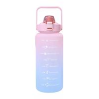 China 2000ml Tritan Plastic Water Bottle Leakproof Frosted Gradient Shaker Bottle Custom Color for sale