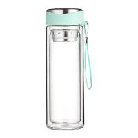 China Borosilicate Glass Water Bottle 320ml with Tea Infuser BPA Free Leakproof Portable for sale