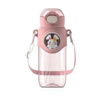 China 690ml Tritan Plastic Kids Water Bottle with Rope Double Spout Straw for Outdoor Indoor for sale