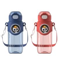 China 690ml Tritan Plastic Kids Water Bottle with Rope Double Spout Straw for Outdoor Indoor for sale
