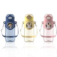 China 690ml Tritan Plastic Kids Water Bottle with Rope Double Spout Straw for Outdoor Indoor for sale