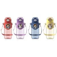China 690ml Tritan Plastic Kids Water Bottle with Rope Double Spout Straw for Outdoor Indoor for sale