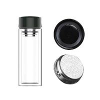 China Custom Logo Sublimation Glass Water Bottle 520ml Wide Mouth Transparent Double Wall for sale