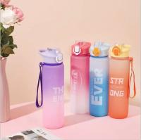 China Korean Style 1000ml Gradient Color Space Cup Leak Proof Plastic Sports Water Bottle for Outdoor Travel for sale