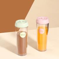 China 320ml/420ml/520ml/700ml Plastic Bottle Double-wall Thermal Insulation Water Cup 4 Sizes for sale