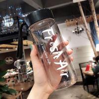 China 600ml Plastic Cup Custom Logo Transparent Creative Frosted Portable Student Water Bottle for sale