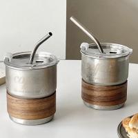 China Custom 290ml Stainless Steel Travel Coffee Mug with Straw and Lid for Outdoor Camping for sale