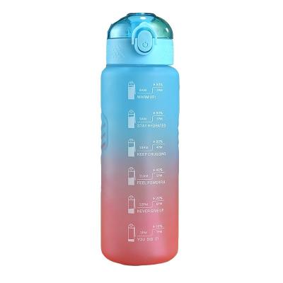 China 1000ml BPA Free Plastic Sports Water Bottle with Straw Progressive Color Outdoor Fitness Cup for sale
