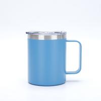 China Custom 12 oz Stainless Steel Coffee Mug with Sliding Lid and Straw 304 Food Grade for sale