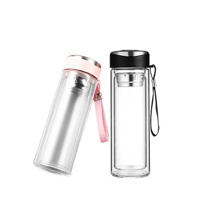 China Double Wall Glass Tumbler with Tea Infuser 320ml for Sublimation Printing Low MOQ for sale