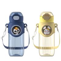 China 690ml Tritan Plastic Water Bottle with Elastic Lid and Rope for Kids Outdoor for sale