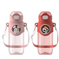 China 690ml Tritan Plastic Water Bottle with Elastic Lid and Rope for Kids Outdoor for sale