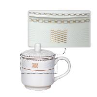 China Bulk Ceramic Grandpa Mug with Lid Hand Grip 430ml White Coffee Mug for sale