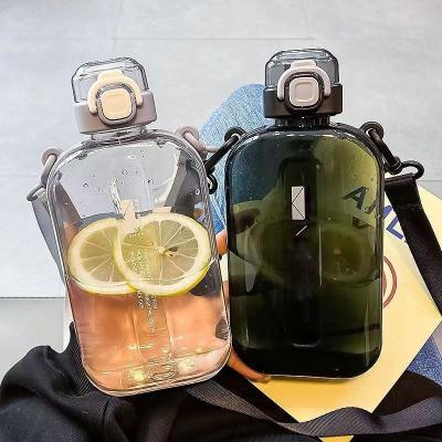 China 750ml Square Clear Plastic Water Bottle with Leak Proof Lid and Rope Handle for sale