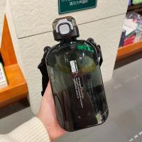 China 750ml Square Clear Plastic Water Bottle with Leak Proof Lid and Rope Handle for sale