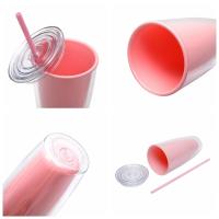 China Childrens Reusable Tumbler 750ml Plastic Cup with Lid Straw Color Changing Double Wall for sale