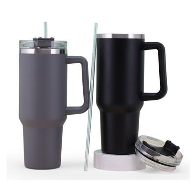 China 304 Stainless Steel 40oz Tumbler with Handle Vacuum Insulated Travel Coffee Mug Straw for sale