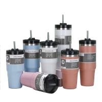 China 304 Stainless Steel Vacuum Insulated Tumbler 20oz 30oz Sports Water Bottle with Straw for sale