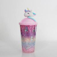 China 430ml Unicorn Shape Water Bottle Leak Proof with Lid PS Silicone Cute Outdoor Portable Cup for sale