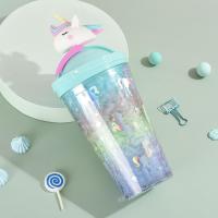 China 430ml Unicorn Shape Water Bottle Leak Proof with Lid PS Silicone Cute Outdoor Portable Cup for sale