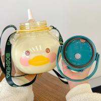 China Customized Color 1L Large Capacity Water Bottle Transparent Bear Drink Cup With Straw for sale