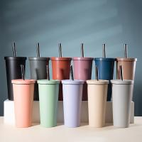China 24oz Double Wall Plastic Tumbler Reusable Boba Cups Custom Color for Home Restaurant Hotel for sale