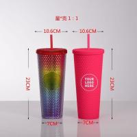 China 24oz Diamond Studded Plastic Tumbler with Leakproof Lid Reusable Drinking Cup Custom Colors for sale