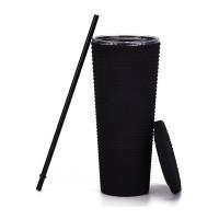 China 24oz Diamond Studded Plastic Tumbler with Leakproof Lid Reusable Drinking Cup Custom Colors for sale