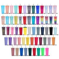 China 24oz Diamond Studded Plastic Tumbler with Leakproof Lid Reusable Drinking Cup Custom Colors for sale