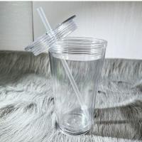 China Double-Walled Clear Plastic Water Bottle 16oz 24oz Tumbler for Student Summer Cup for sale