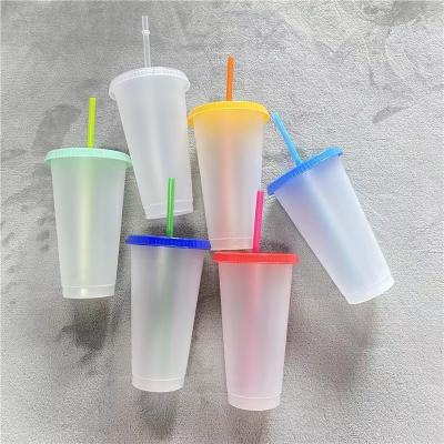 China BPA Free Plastic Coffee Cup 24oz Cold Water Bottle with Lid and Straw for sale