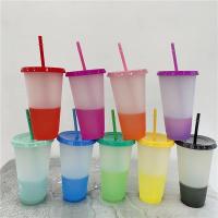 China BPA Free Plastic Coffee Cup 24oz Cold Water Bottle with Lid and Straw for sale