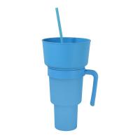 China Custom Logo 1L Plastic Snack Cup with Snack Tray and Straw 205g for sale