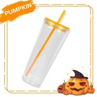 China Custom Stylish Simple 710ML Clear Water Bottle With Lid And Straw Logo Printing Accepted for sale