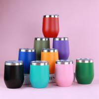 China Custom Logo 12OZ Double Wall Vacuum Insulated Stainless Steel Wine Tumbler with Lid for sale