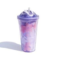 China Thermal Insulation Plastic Water Bottle 480ML Custom Logo Cherry Blossom Tumbler Cup for sale