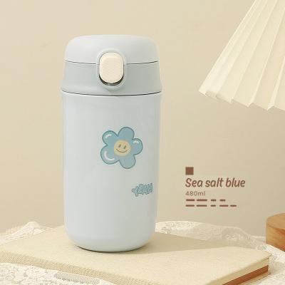 China Custom Logo 480ml 304 Stainless Steel Vacuum Insulated Kids Thermos Cup with Straw for sale