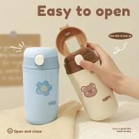 China Custom Logo 480ml 304 Stainless Steel Vacuum Insulated Kids Thermos Cup with Straw for sale